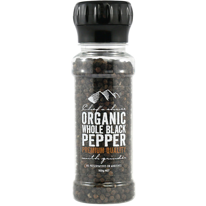 Chef's Choice Organic Whole Black Pepper with Grinder – Evelyn Faye ...